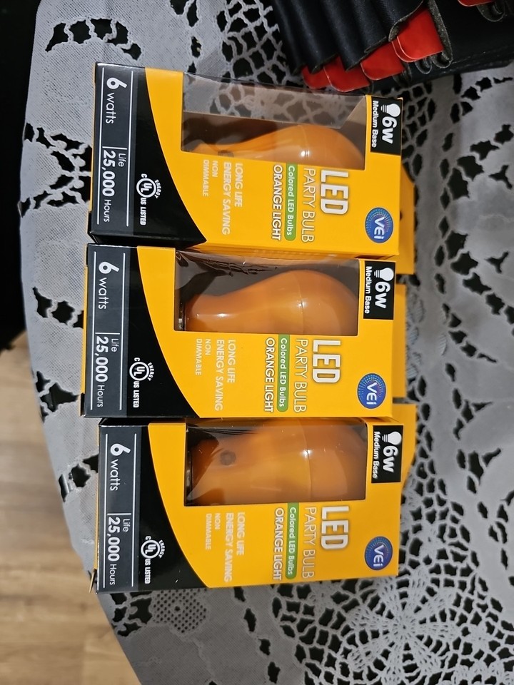 LED PARTY BULB ORANGE LIGHT PACK OF 3 6 watts | eBay