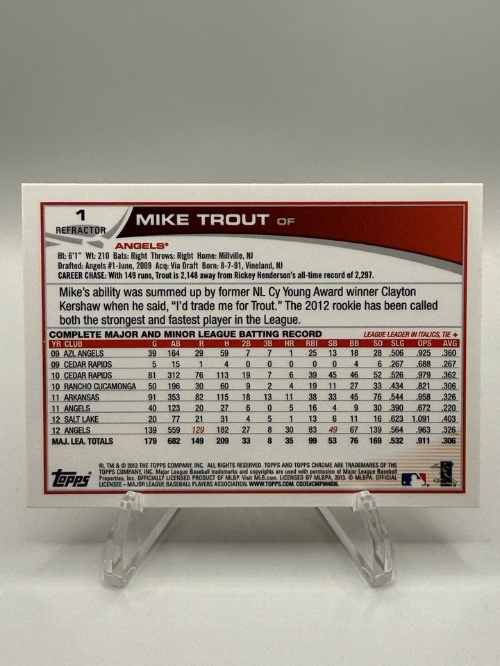 2013 Topps Chrome MIKE TROUT Rookie Cup Orange Refractor SP - Angels | eBay