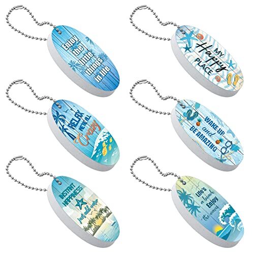 6 Pcs Floating Keychain Oval Float Key Ring for Boating Fishing Sailing ...