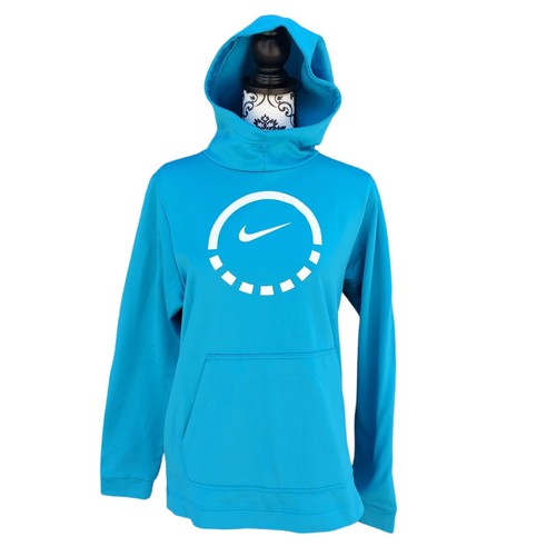 Nike Dri Fit Hoodie Med Running Jacket Women Turquoise Blue Pocket ...