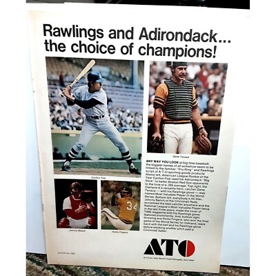 1973 Rawlings and Adirondack Champs Fisk Fingers Bench Tenace vintage ...