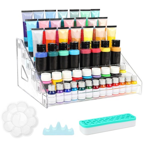 Acrylic Paint Storage Rack Transparent Paint Bottles Holder With Paint ...