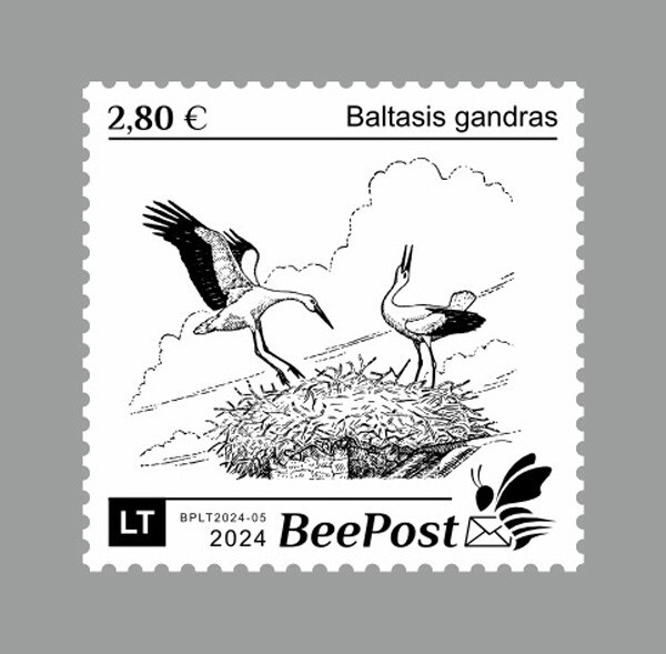 White Stork Lithuanian National Bird MNH Stamps 2024 BeePost Lithuania ...
