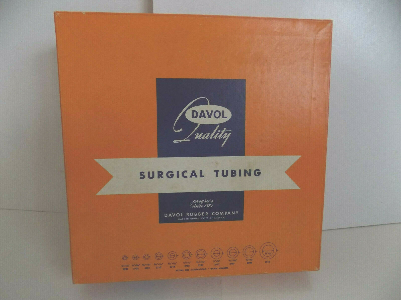 Vintage "Davol Quality Surgical Tubing" Cardboard Box...Davol Rubber ...