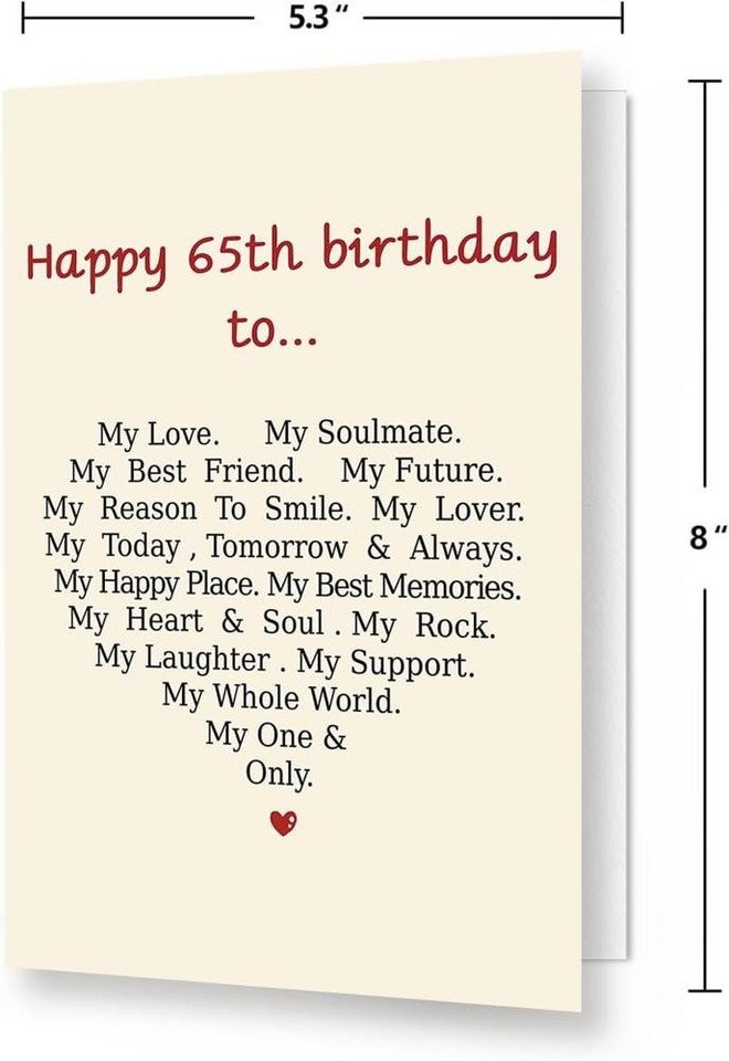 Funny 65th Birthday Card For Men Women, Romantic 65 Year Old Card For ...