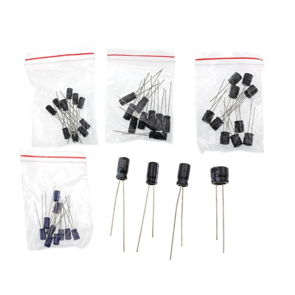 Electrolytic Capacitor Kit 10 Xof Each Value 12 Values 120pcs 1uF-470uF ...