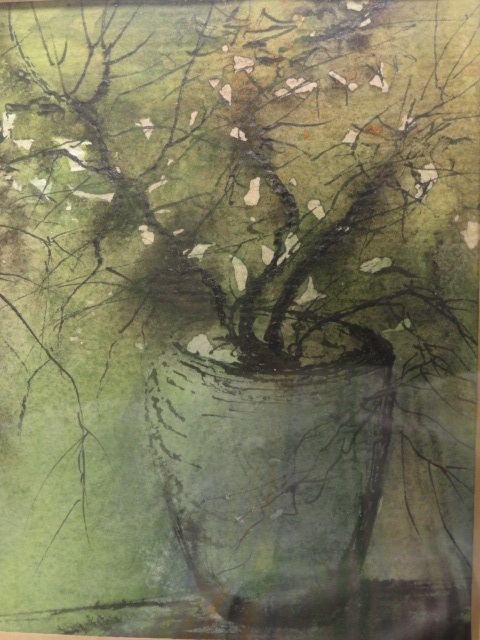 ESTHER HIRSCH PEN & INK WATER COLOR STILL LIFE FLORAL VASE DRAWING | eBay