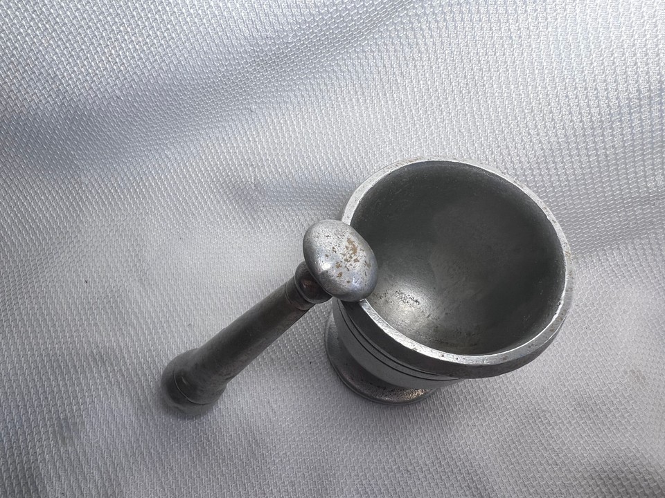 Cast Aluminum Mortar & Pestle Apothecary Pharmacy Grinder Cocktail Herb ...