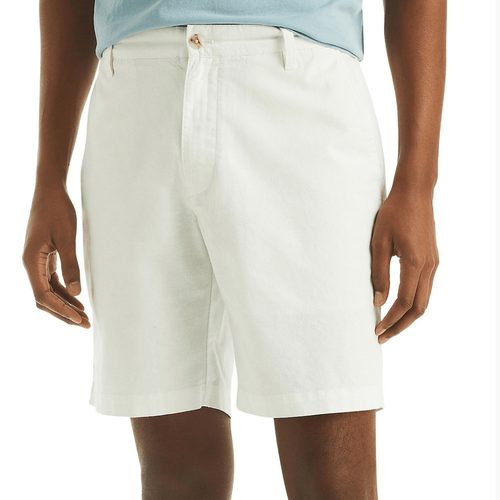 Nautica Men's White Flat Front 8.5" Deck Linen Blend Shorts, 34 | eBay