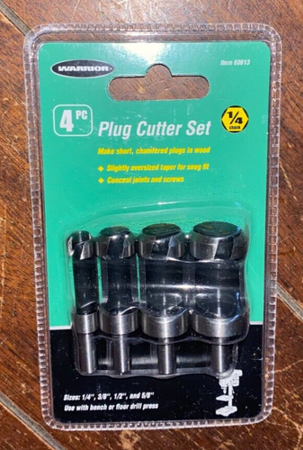 4pc Plug Cutter Set: 1/4", 3/8", 1/2" & 5/8" -1/4" Shank- Item #60613 ...