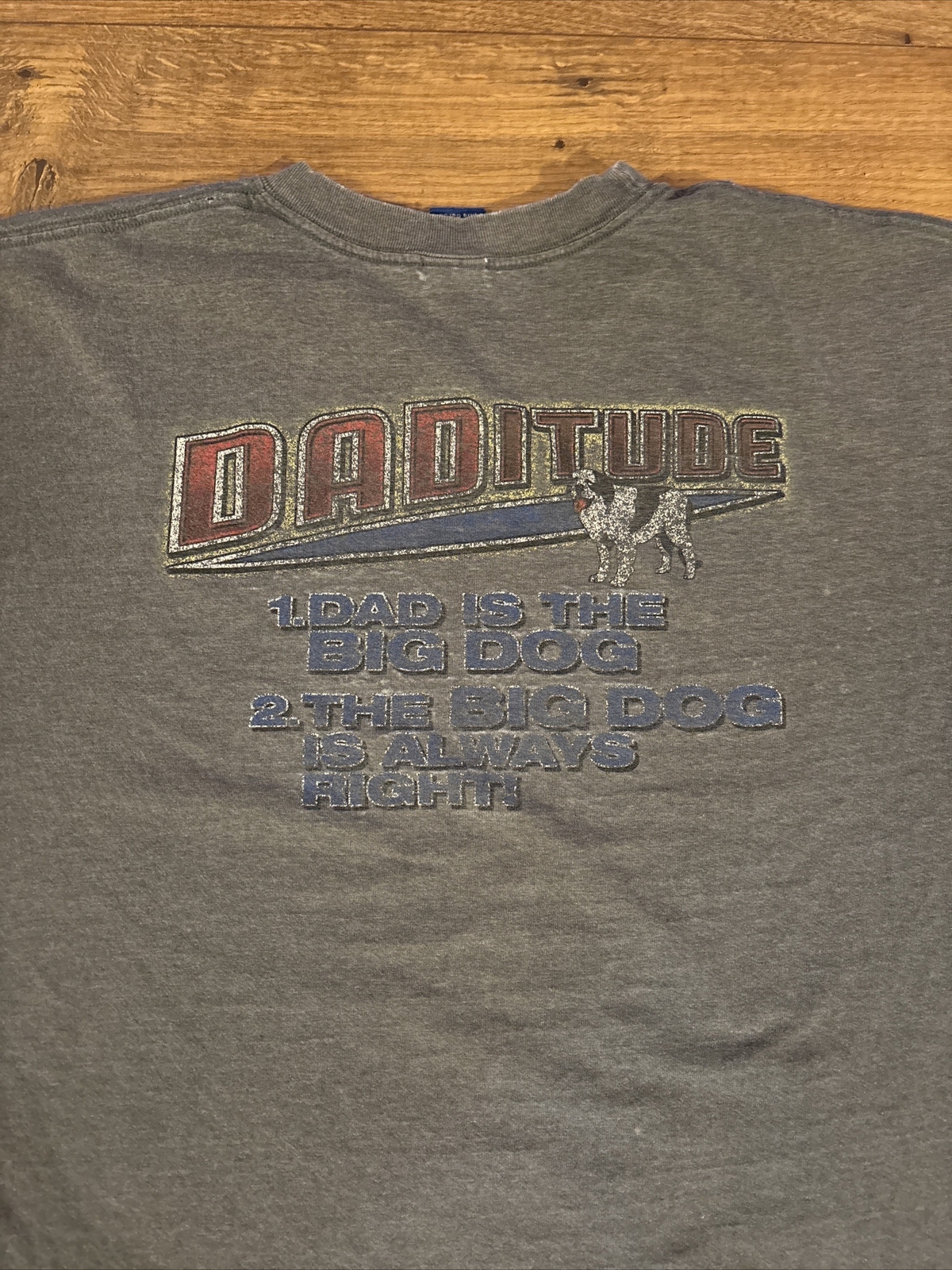 A1 Vintage Big Dogs Daditude Dad T Shirt Adult 3XL Dark Gray ...