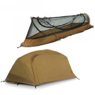 Military One Man Tent Army Green Brown 1 Person Stealth Camping Solo ...
