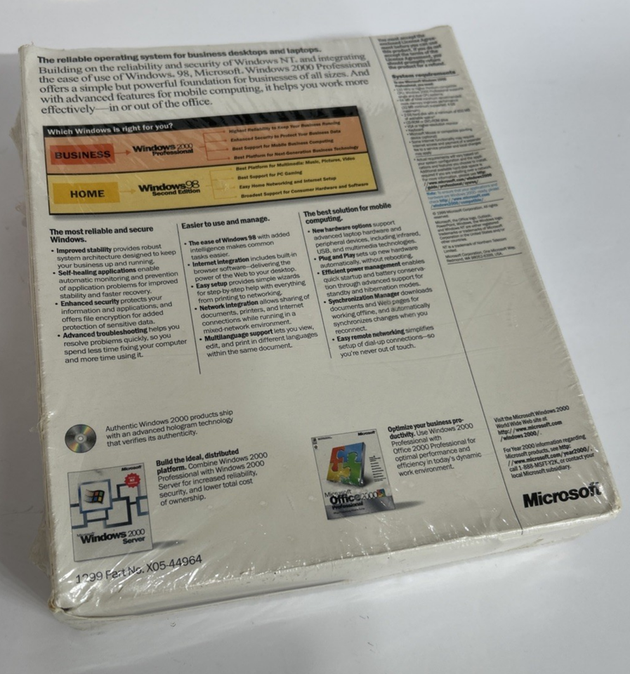 (NEW) Microsoft Windows 2000 Professional Retail Box Sealed (Upgrade ...