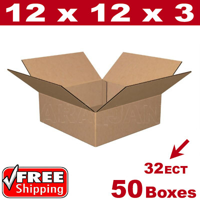 50 - 12x12x3 Cardboard Boxes Mailing Packing Shipping Box Corrugated ...