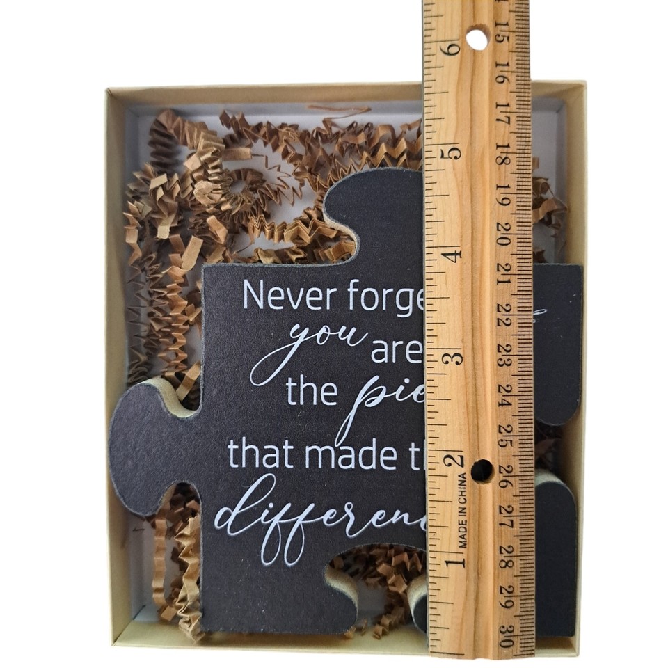 Wood Puzzle Piece Inspiration Thank You Gift Sign 4.75" New Gift Boxed ...