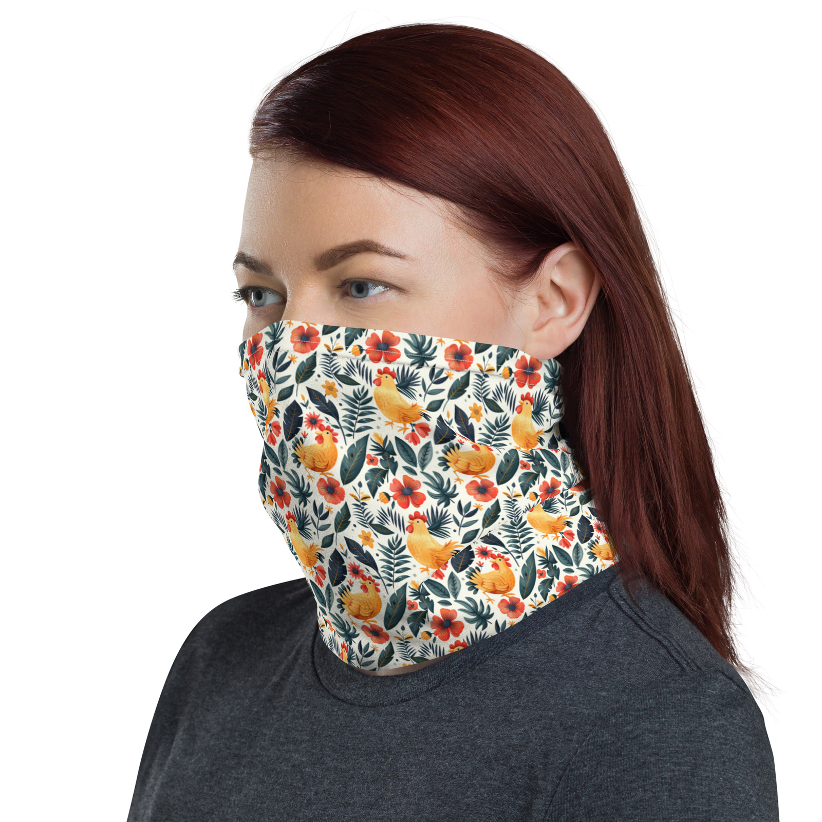 Country Chickens Floral Neck Gaiter Warmer Face Mask Alternative NEW | eBay