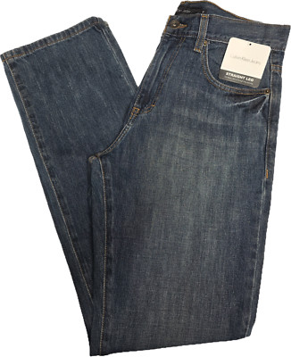 Calvin Klein Relaxed Straight Fit Jeans Men's , Medium Dark Blue Size ...