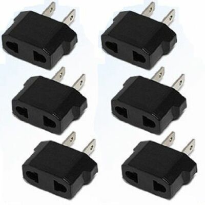 2-Prong European (Round) to American (Flat) Wall Outlet Plug Adapter 6 ...