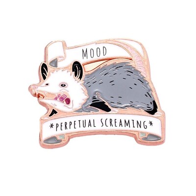 Screaming Opossum Enamel Pin, Mood Perpetual Screaming, Funny Mood Pin ...