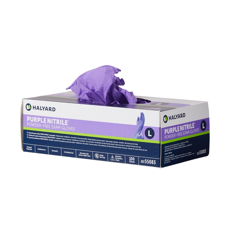 *500-Pieces* Halyard Purple Powder-Free Nitrile Exam Gloves Large 55083 ...
