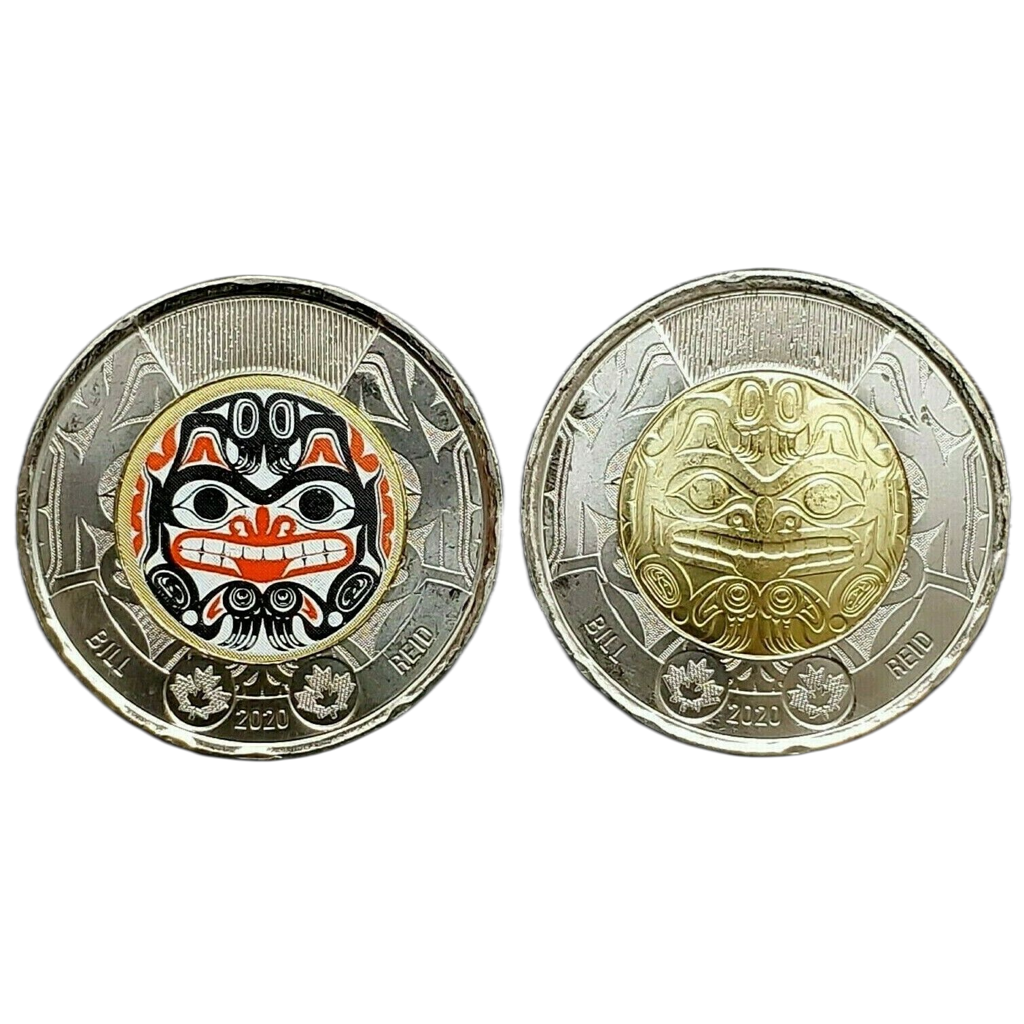 Canada 2020 Bill Reid Grizzly Bear Haida Colourized & Regular Toonie ...