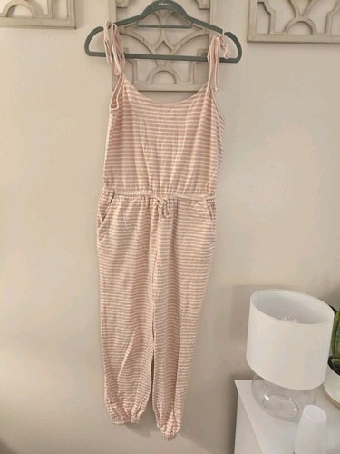 Loft Sleep Romper Pajamas Small. Pink & White Pockets. | eBay