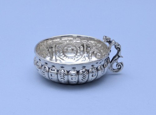 SOLID SILVER WINE TASTER / TASTEVIN WITH COIN | eBay