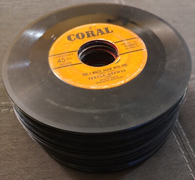 50 Pop Record Lot of 45s 1950's/& Early 1960's No Sleeves Vinyl Fifties ...