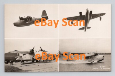 MILITARY AIRPLANE RPPC Saunders-Roe A.36 Lerwick Flying Boat L7250 Old ...