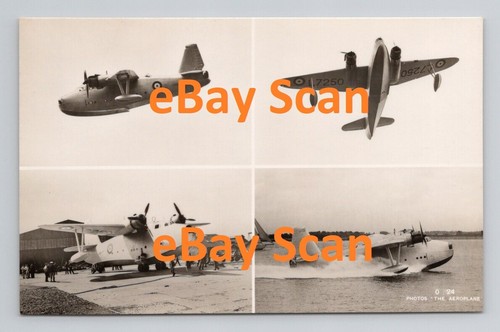 MILITARY AIRPLANE RPPC Saunders-Roe A.36 Lerwick Flying Boat L7250 Old ...