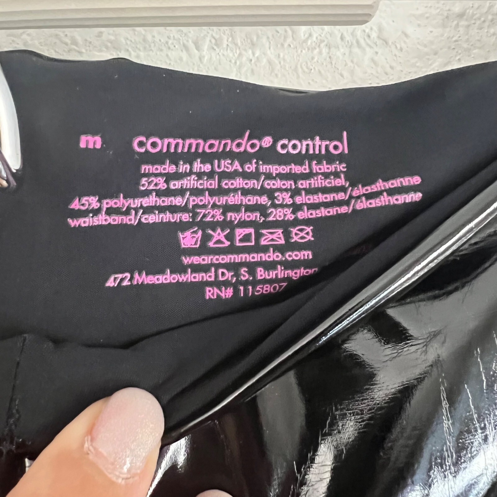 Commando Black Faux Patent Leather High Shine Latex P… - Gem