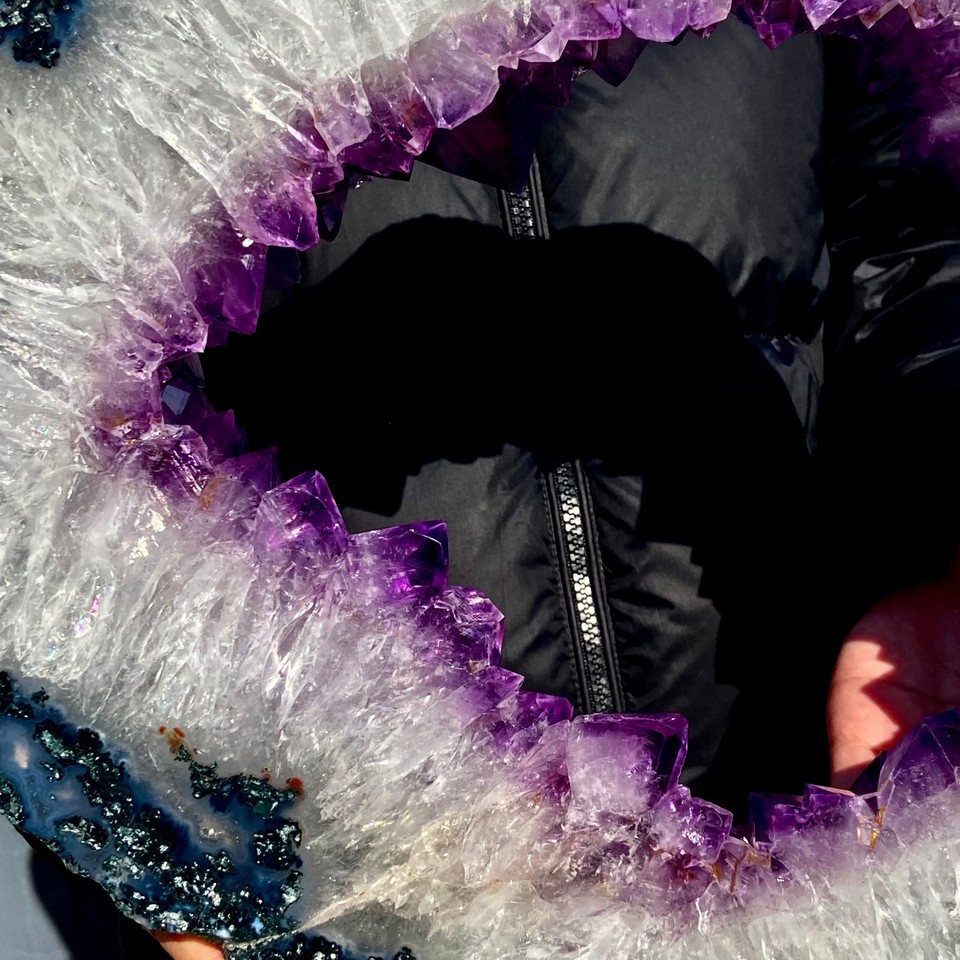 12.12LB Natural Amethyst Cave Crystal Slice Crescent shaped Hand Cut ...