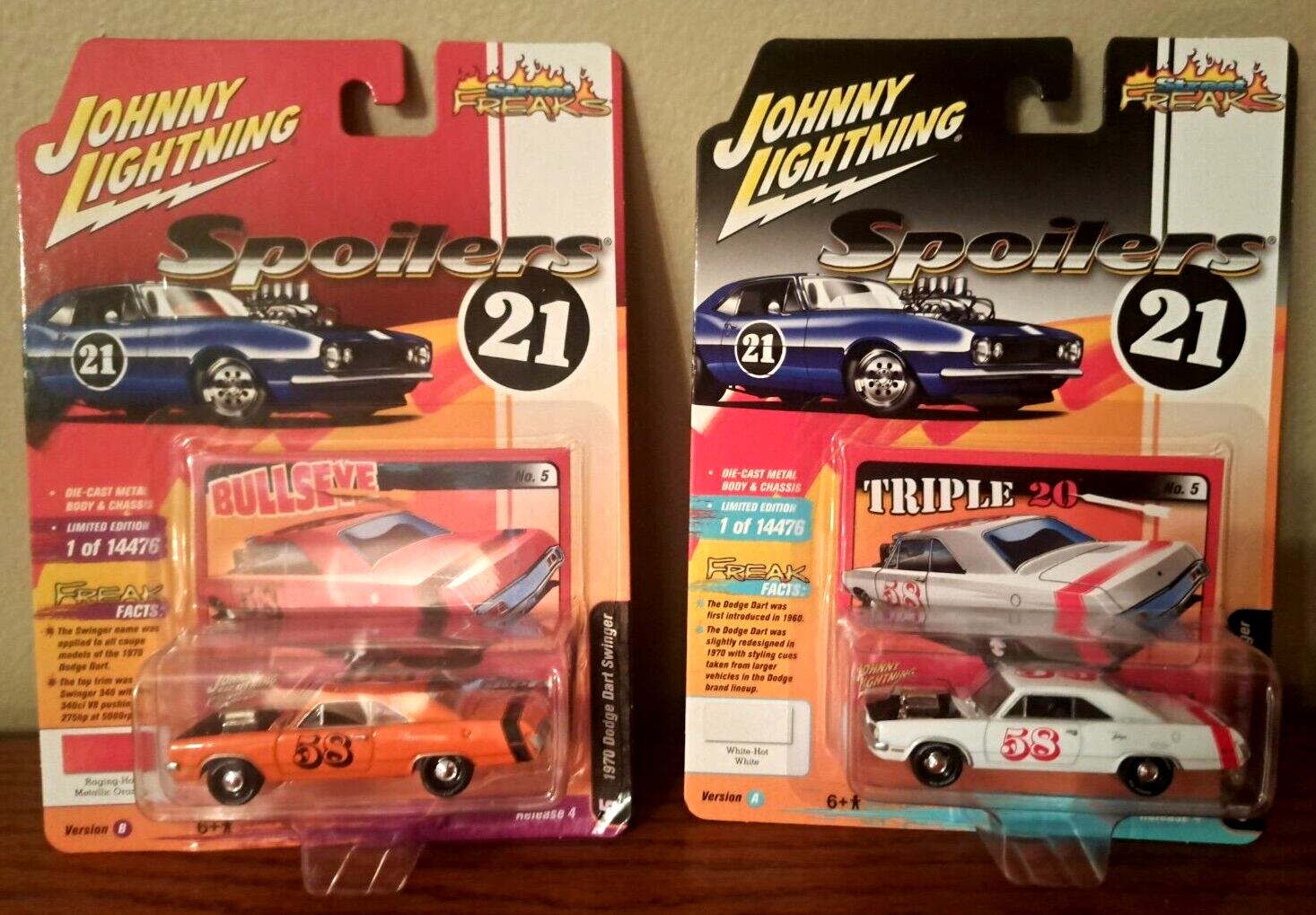 Lot of 2 Johnny Lightning Spoilers 21 1970 Dodge Dart Swinger 1:64 ...