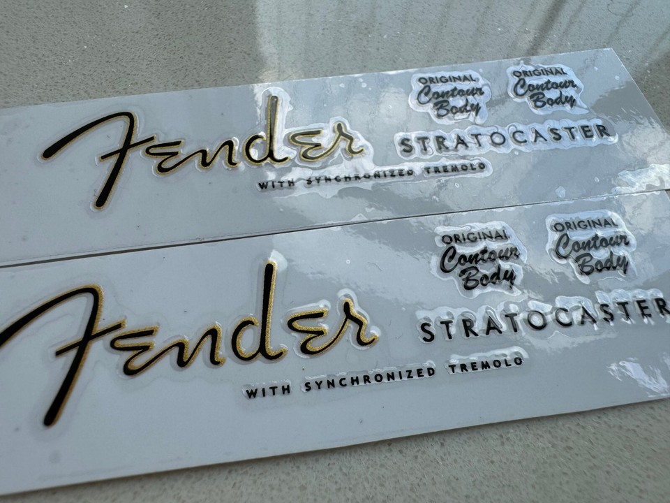 2Pcs FENDER STRATOCASTER Guitar Vinyl UV Transfer Neck Headstock ...
