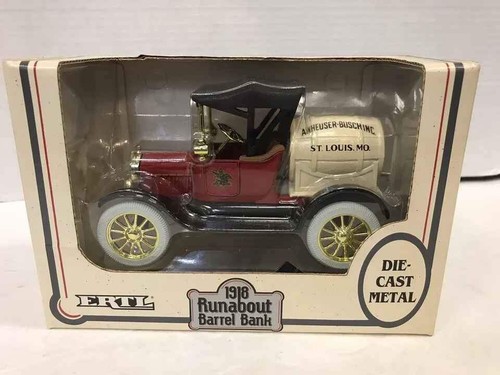 Vintage Anheuser-Busch 1918 Model T Runabout Barrel DieCast ERTL Bank ...