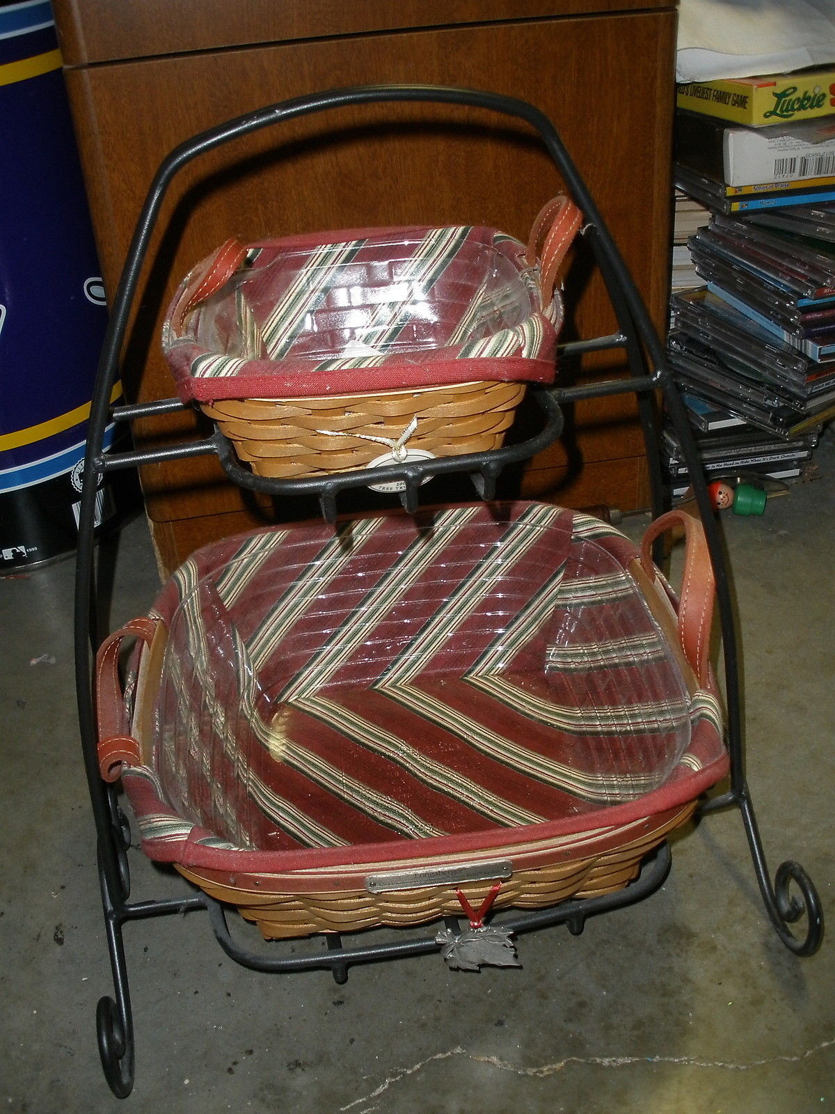 Longaberger Christmas 2005 Set of 2 complete Baskets with Wrought Iron ...