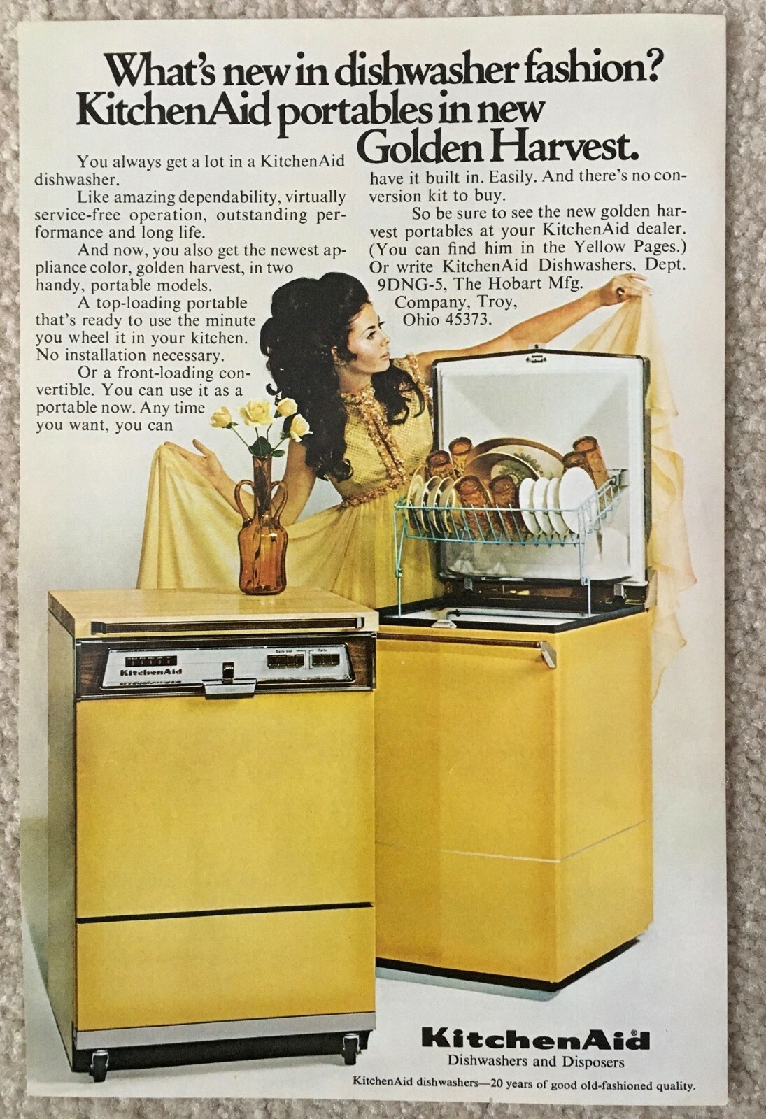 1969 / 1970 KitchenAid dishwasher LOT of 2 advertisements | eBay