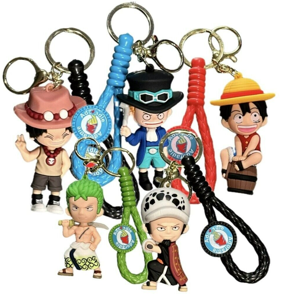 Anime Cartoon Keychains OnePiece Figure With Wristband Cute Keyring Toy ...