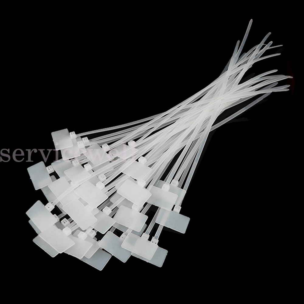 up 100x Zip Ties Tag Label Write on Ethernet RJ45 RJ12 Wire Power Cable ...