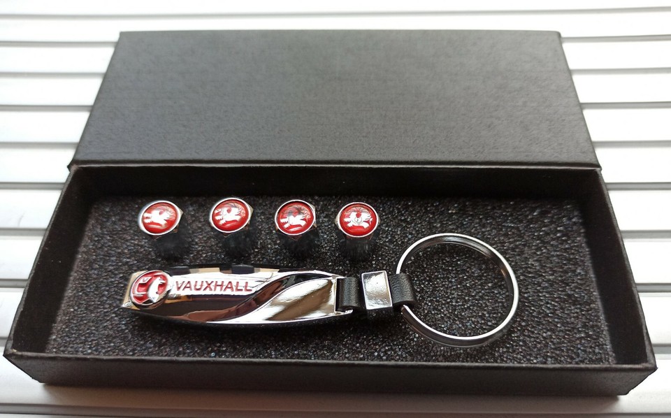 Vauxhall High Quality Chrome key ring key chain fob + tyre valve dust ...