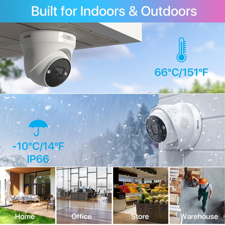 ZOSI 8MP 4K POE CCTV Camera System 4TB NVR Outdoor 2Way Audio Color ...