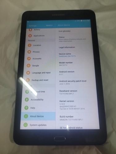 Samsung Galaxy Tab E 8" SM-T377V 16g AOS 6.0.1 Verizon (PARTS ONLY) | eBay