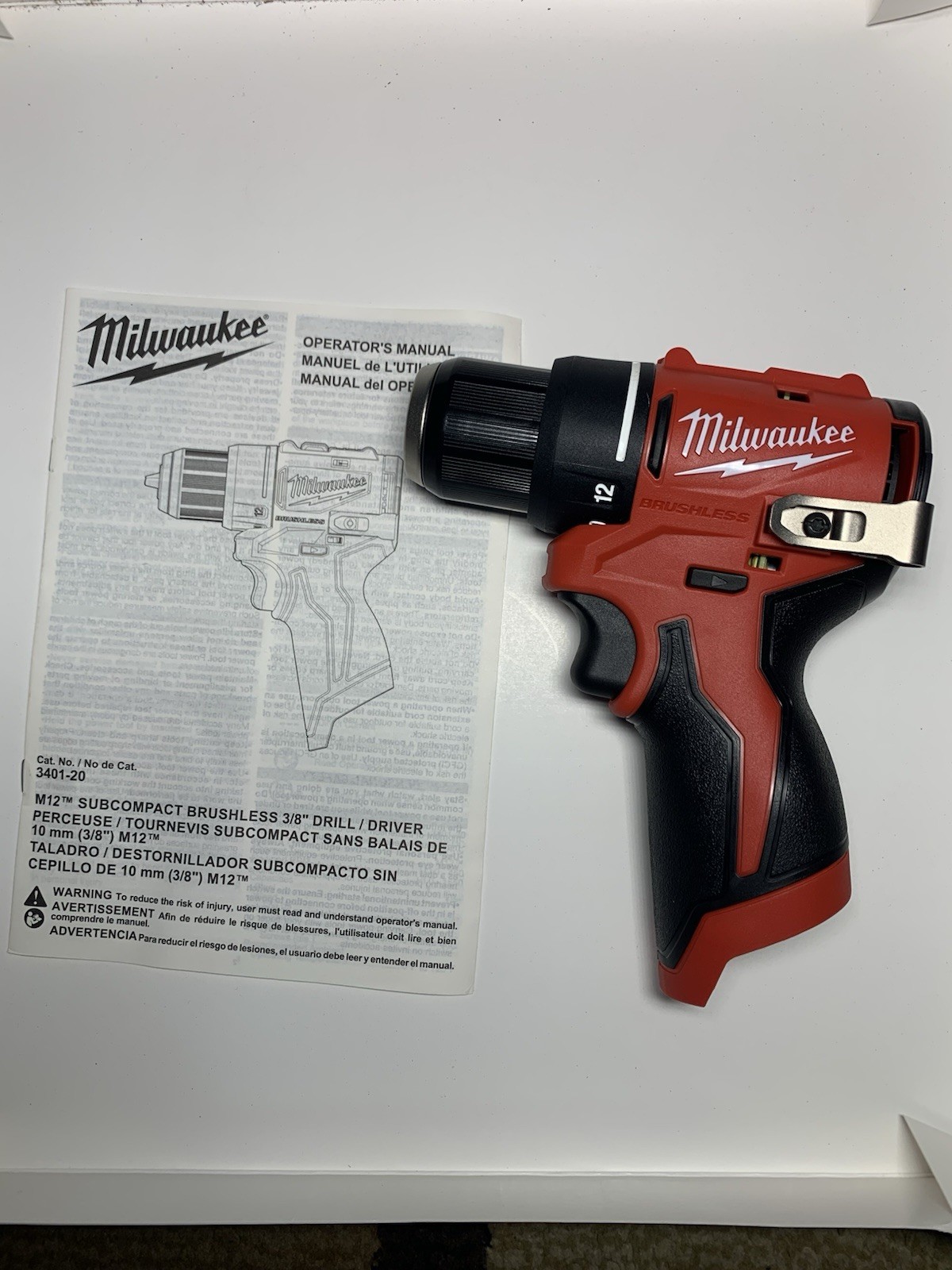 Milwaukee 3401-20 M12 12V 3/8" Subcompact Brushless Drill/Driver - Tool ...