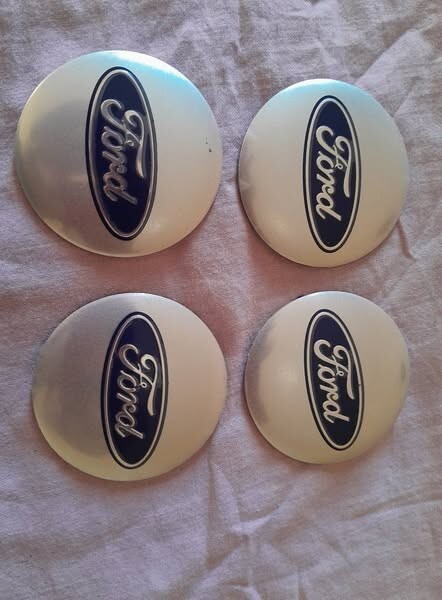 4x BLUE Silver wheel Center Hub Caps decal Stickers 56mm For Ford | eBay UK