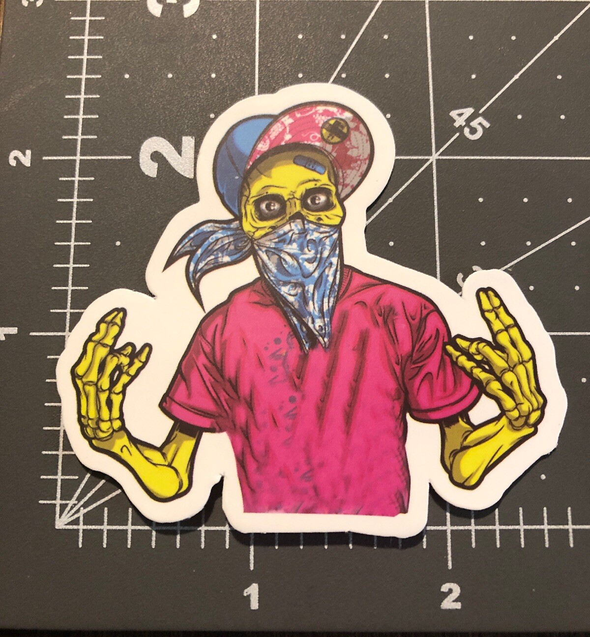 Pink Skeleton Gangsta Adult Humor Skateboard Laptop Guitar Decal ...