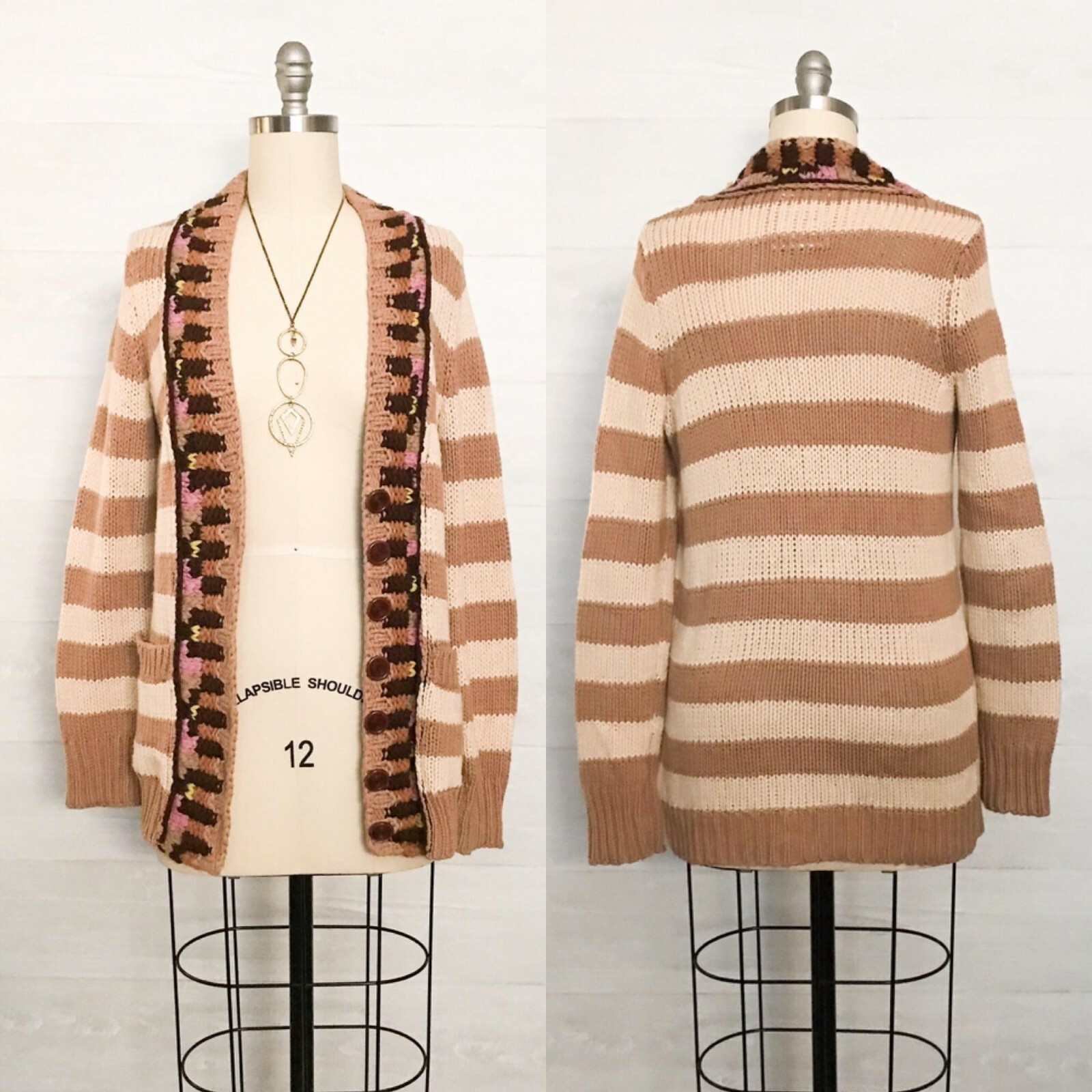ANTHROPOLOGIE SPARROW Hopi Cardigan Sweater Striped B… - Gem