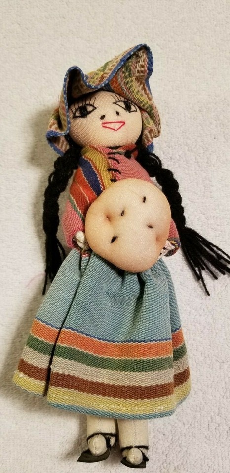 Peruvian Native Woman Folk Art Cloth Rag Doll Cusco Potatoes 10 1/2 ...
