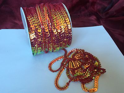 Gold with red base sequins on a string with AB effect - 3 meters | eBay ...