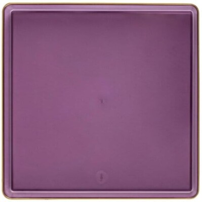 7.75" Square Edge Translucent Purple Disposable Plates with Gold Rim ...