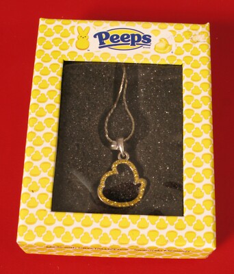 PEEPS NECKLACE RHINESTONE EASTER CANDY CHICKEN CHICK NECKLACE IN BOX ...